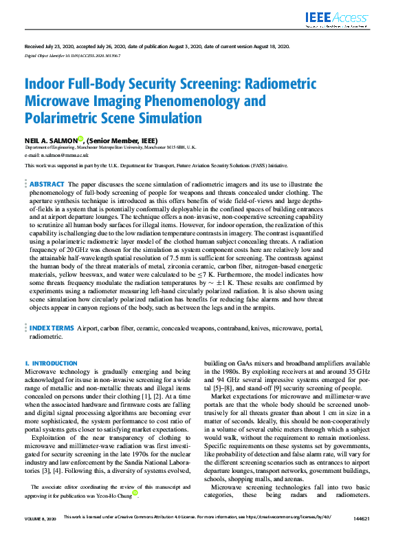 (PDF) Indoor Full-Body Security Screening: Radiometric Microwave ...