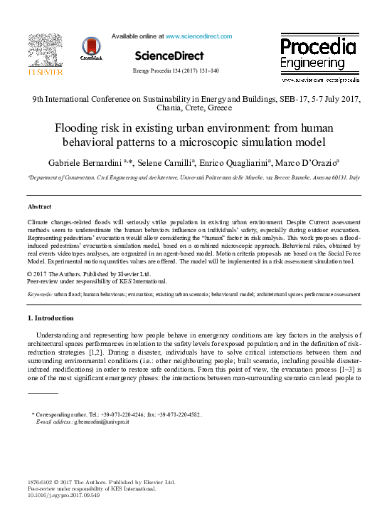 (PDF) Flooding risk in existing urban environment: from human ...