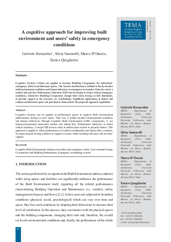 (PDF) A cognitive approach for improving built environment and users ...