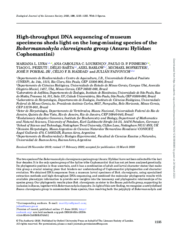(PDF) DNA Sequencing Reveals Bokermannohyla Insights