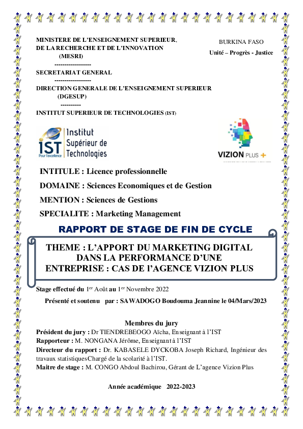 (PDF) RAPPORT DE STAGE DE FIN DE CYCLE