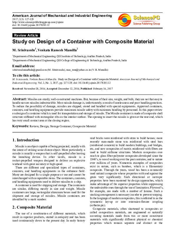 (PDF) Study on Design of a Container with Composite Material