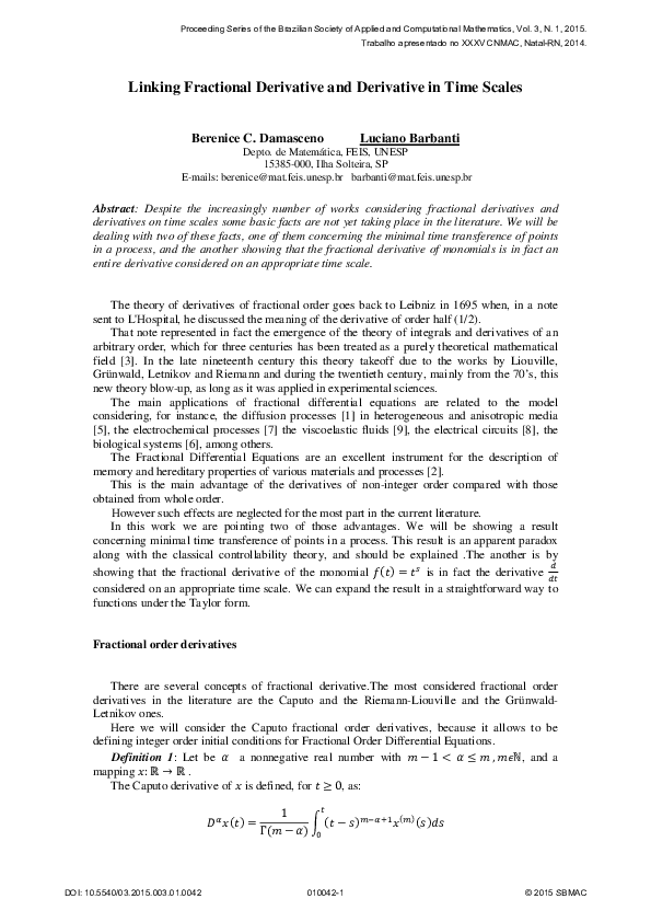 (PDF) Linking fractional derivative and derivative in time scales