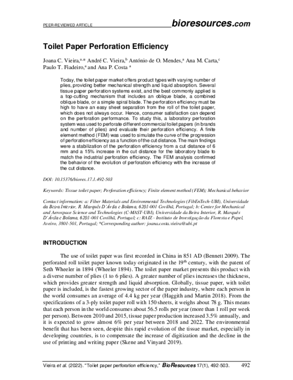 (PDF) Toilet paper perforation efficiency
