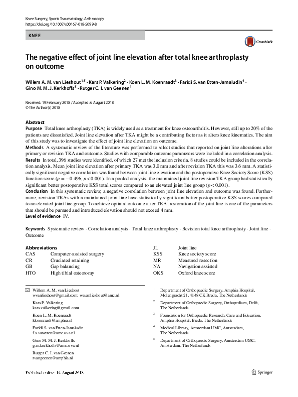 (PDF) The negative effect of joint line elevation after total knee ...