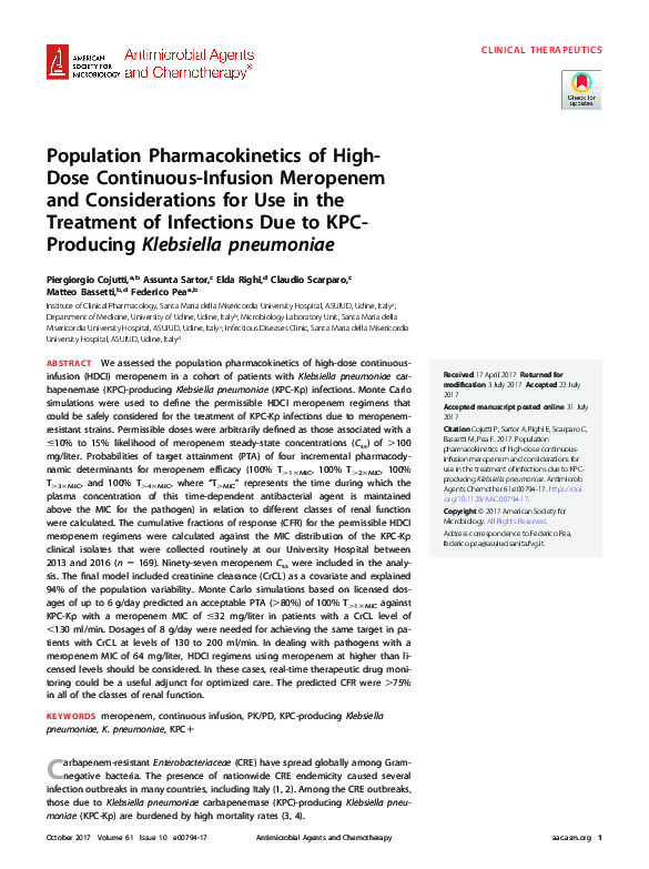 (PDF) Population Pharmacokinetics of High Dose Continuous Infusion ...