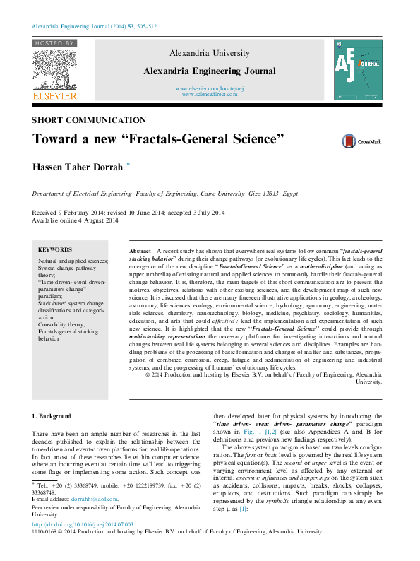 (PDF) Toward a new “Fractals-General Science”