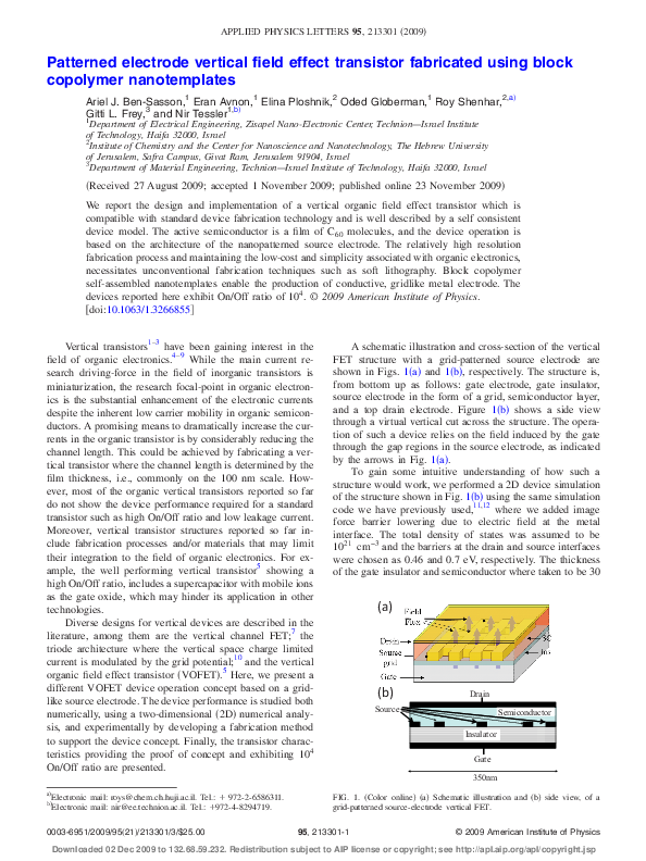Pdf Patterned Electrode Vertical Field Effect Transistor Theory And 5328