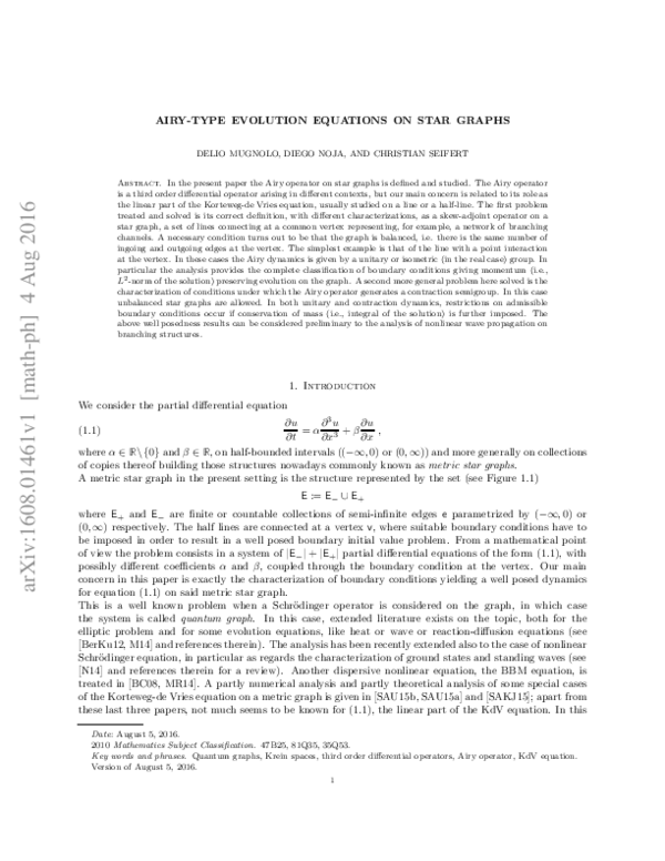 (PDF) Airy-type evolution equations on star graphs