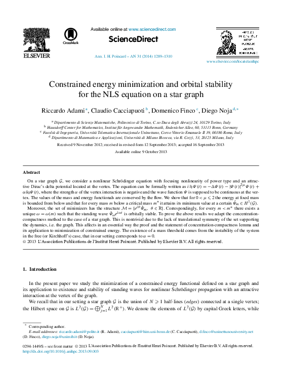 (PDF) Constrained energy minimization and orbital stability for the NLS ...