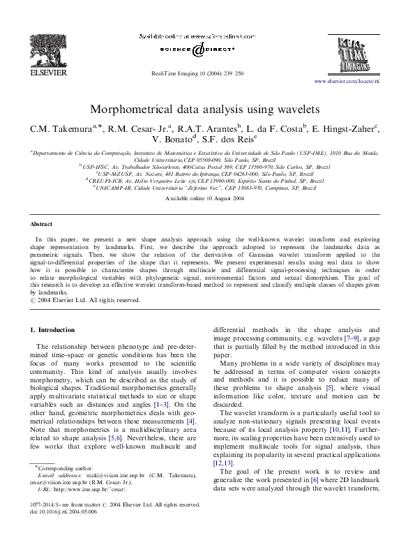 (PDF) Morphometrical data analysis using wavelets