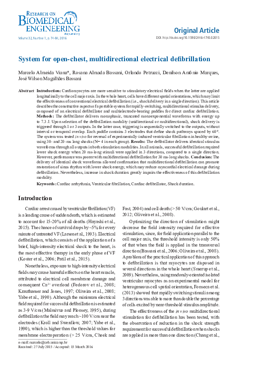 (PDF) System for open-chest, multidirectional electrical defibrillation