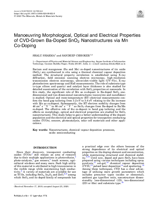 (PDF) Manoeuvring Morphological, Optical and Electrical Properties of ...