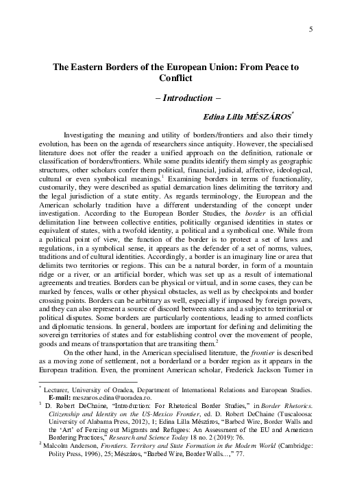 (PDF) The Eastern Borders of the European Union: From Peace to Conflict