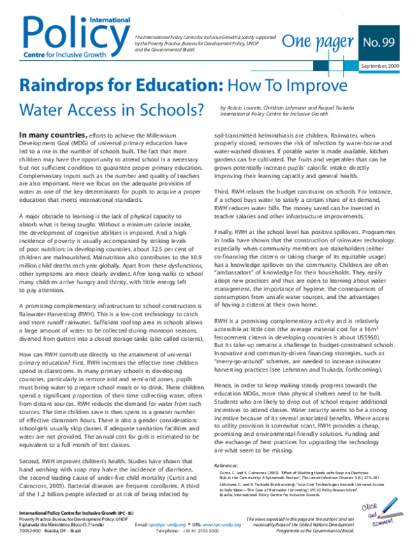(PDF) Raindrops for Education: How To Improve Water Access In Schools?