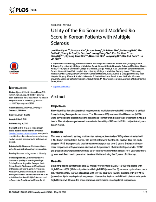 (PDF) Utility of the rio score and modified rio score in korean ...