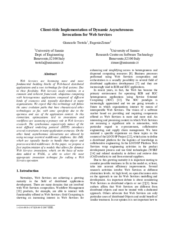 Pdf Client Side Implementation Of Dynamic Asynchronous Invocations For Web Services