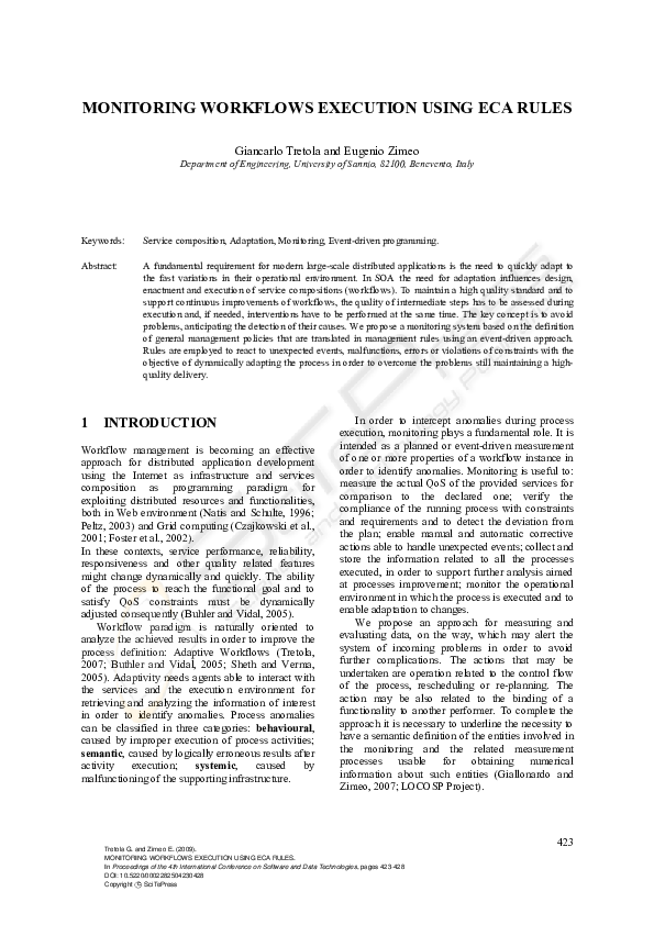 (PDF) ECA Rules for Dynamic Workflow Monitoring