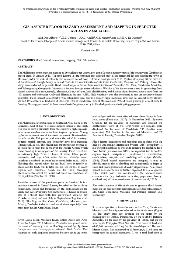 (PDF) Gis-Assisted Flood Hazard Assessment and Mapping in Selected ...