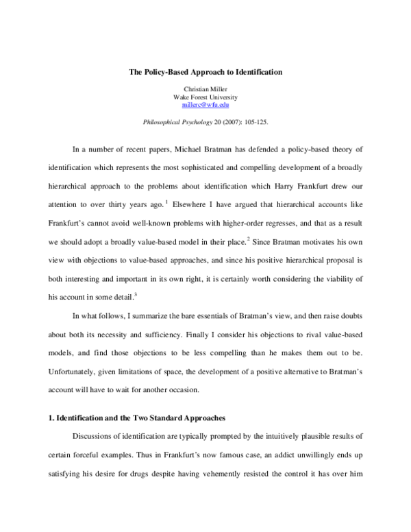 (PDF) The Policy-Based Approach to Identification