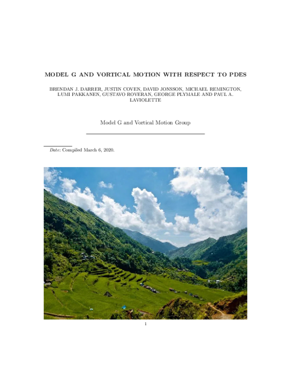 (PDF) MODEL G AND VORTICAL MOTION WITH RESPECT TO PDES Model G and ...