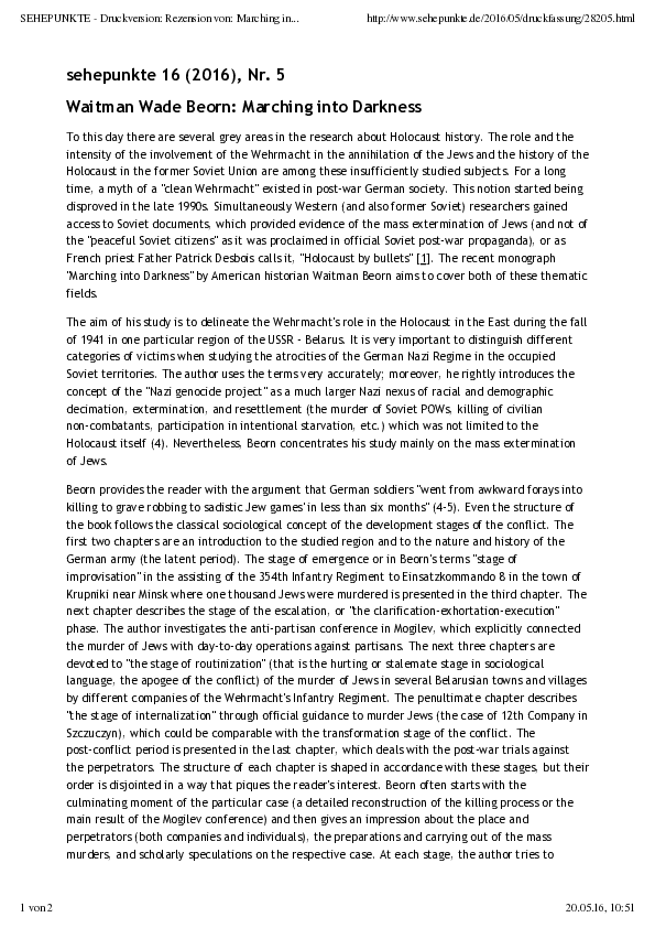 (PDF) Rezension: Waitman Wade Beorn: Marching into Darkness. The ...