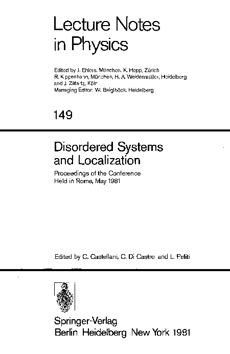 (PDF) Disordered Systems and Localization