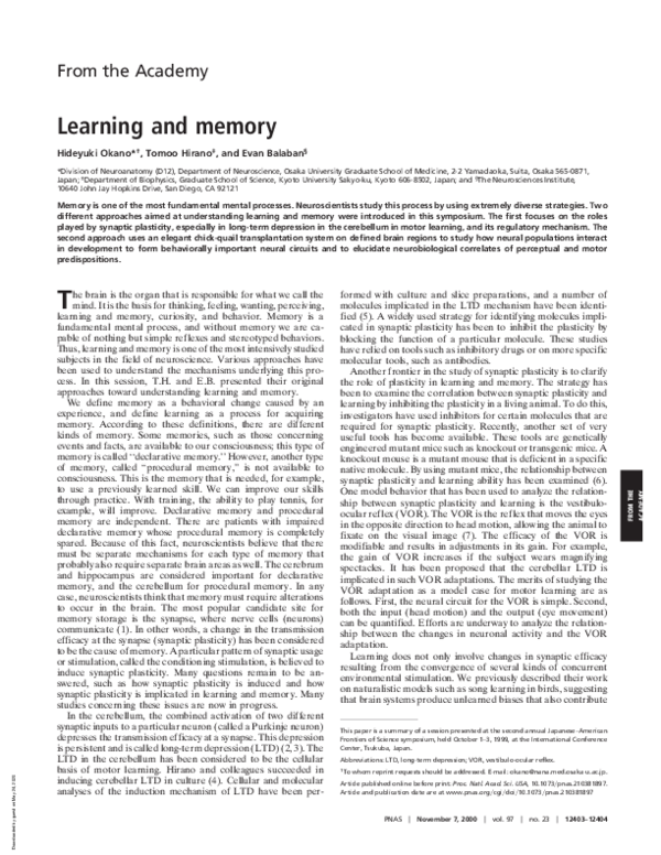 (PDF) Learning and memory