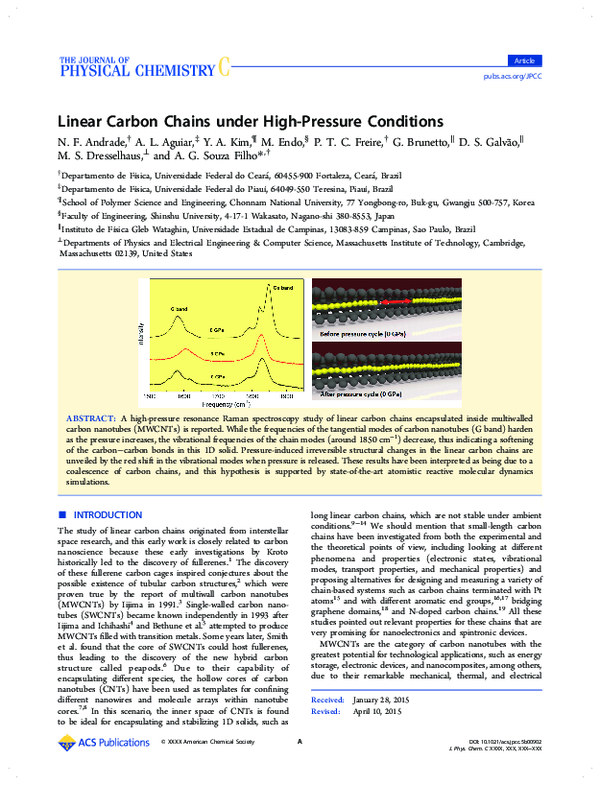 (PDF) Linear Carbon Chains under High-Pressure Conditions