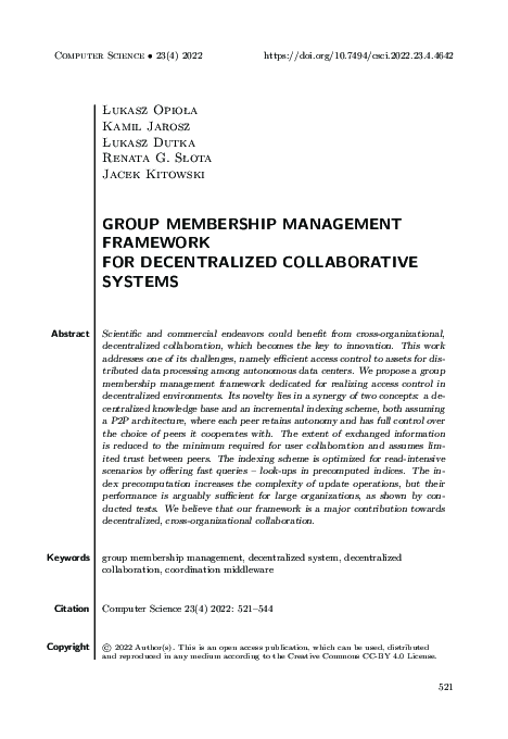 (PDF) Group Membership Management Framework for Decentralized ...