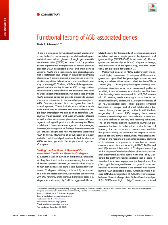 (PDF) Functional testing of ASD-associated genes