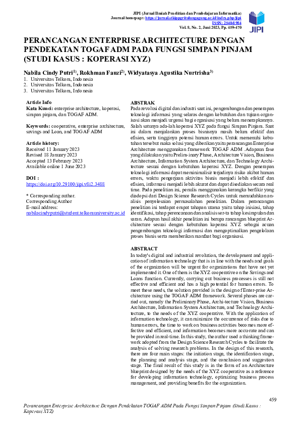 (PDF) Perancangan Enterprise Architecture Dengan Pendekatan Togaf Adm Pada Fungsi Simpan Pinjam ...