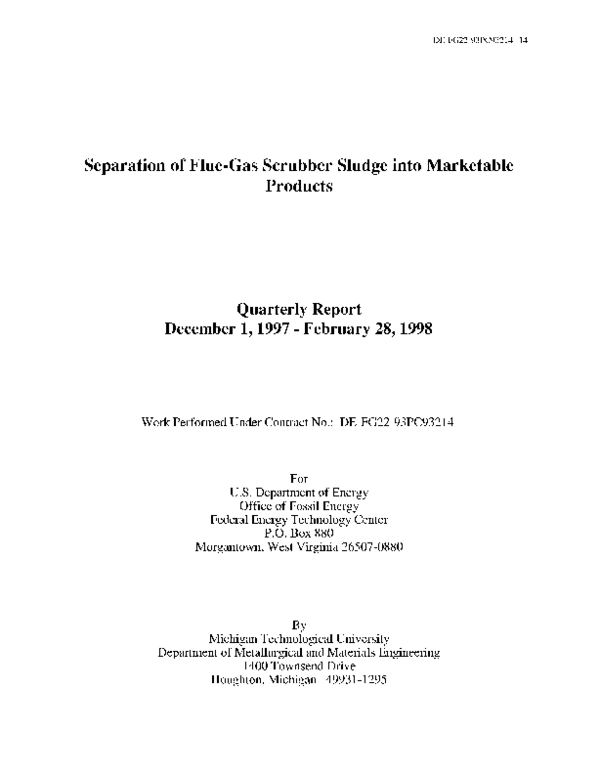 (PDF) Separation of flue-gas scrubber sludge into marketable products
