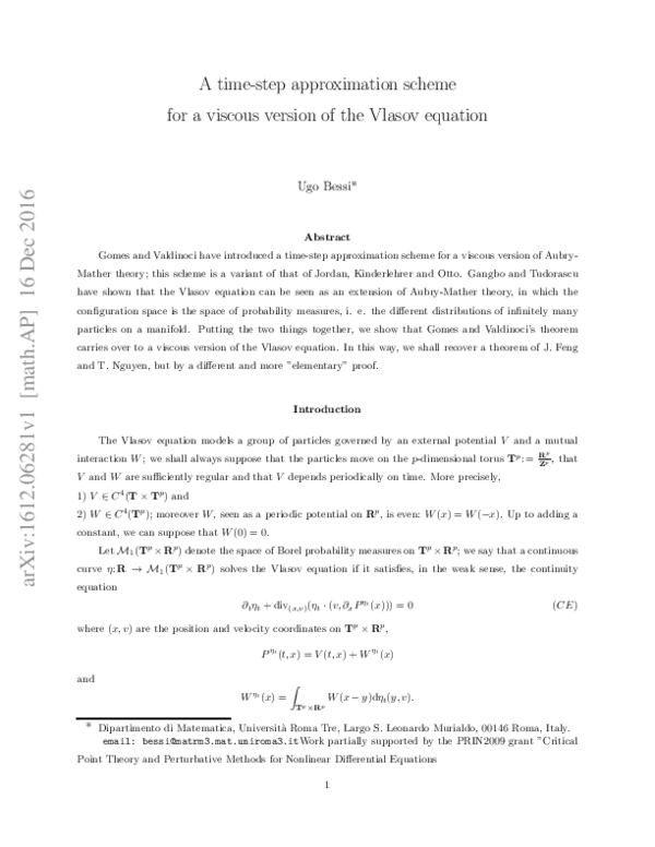 (PDF) Viscous Vlasov Equation: Time-Step Scheme