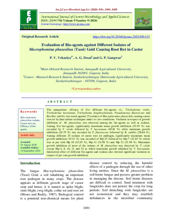 (PDF) Evaluation of Bio-agents against Different Isolates of ...
