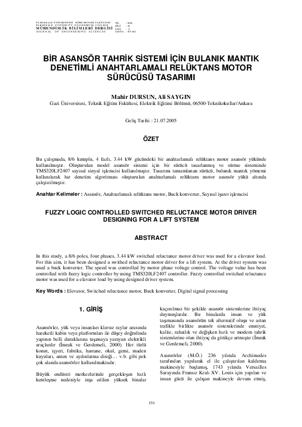 Pdf Fuzzy Logic Controlled Switched Reluctance Motor Driver Designing For A Lift System