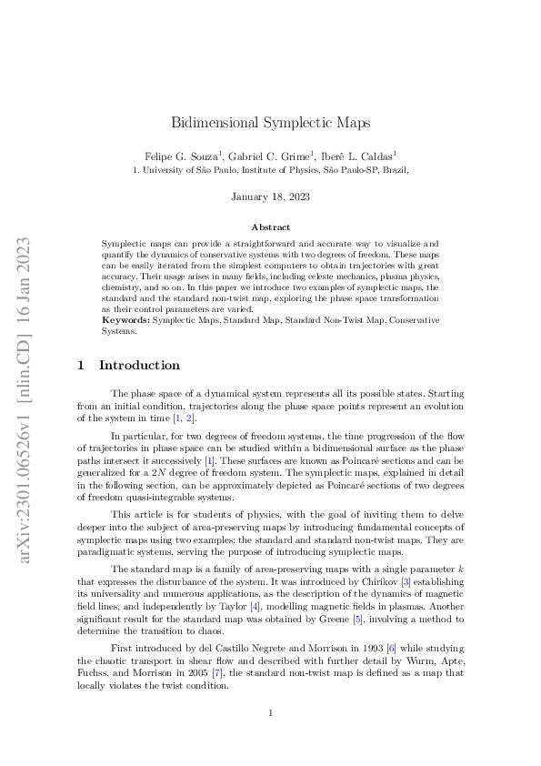 (PDF) Bidimensional Symplectic Maps
