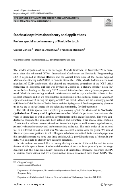 Pdf Stochastic Optimization Theory And Applications