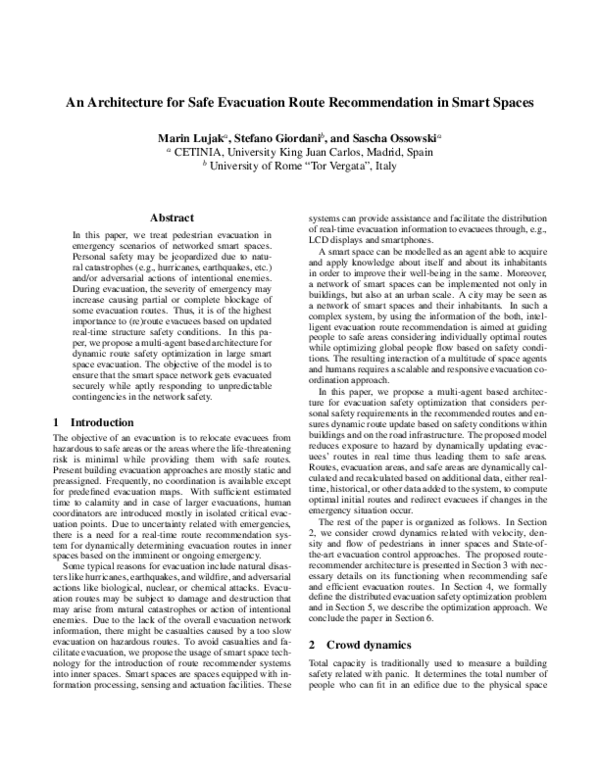 (PDF) An Architecture for Safe Evacuation Route Recommendation in Smart ...