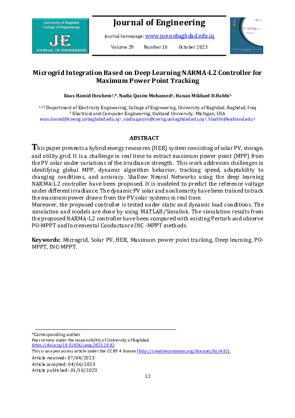 (PDF) Microgrid Integration Based on Deep Learning NARMA-L2 Controller ...