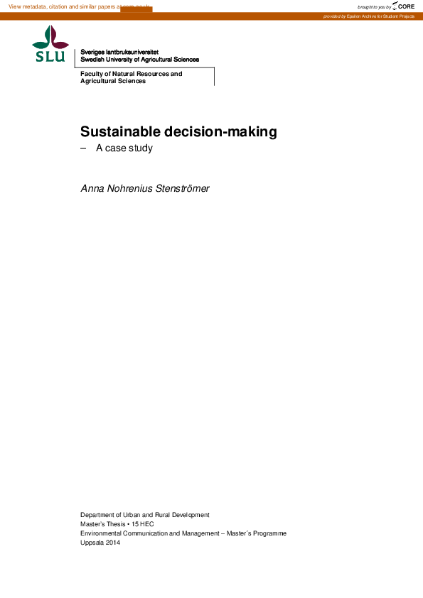 (PDF) Sustainable decision-making