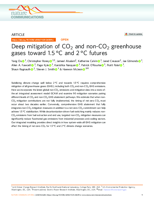 (PDF) Deep mitigation of CO2 and non-CO2 greenhouse gases toward 1.5 °C ...