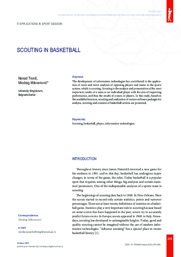 (PDF) Scouting in Basketball