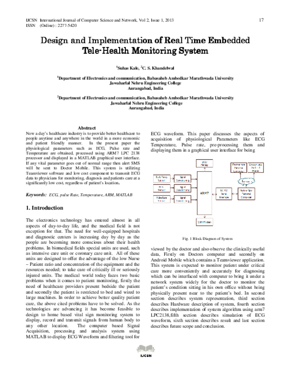 (PDF) Design and implementation of real time embedded tele-health ...