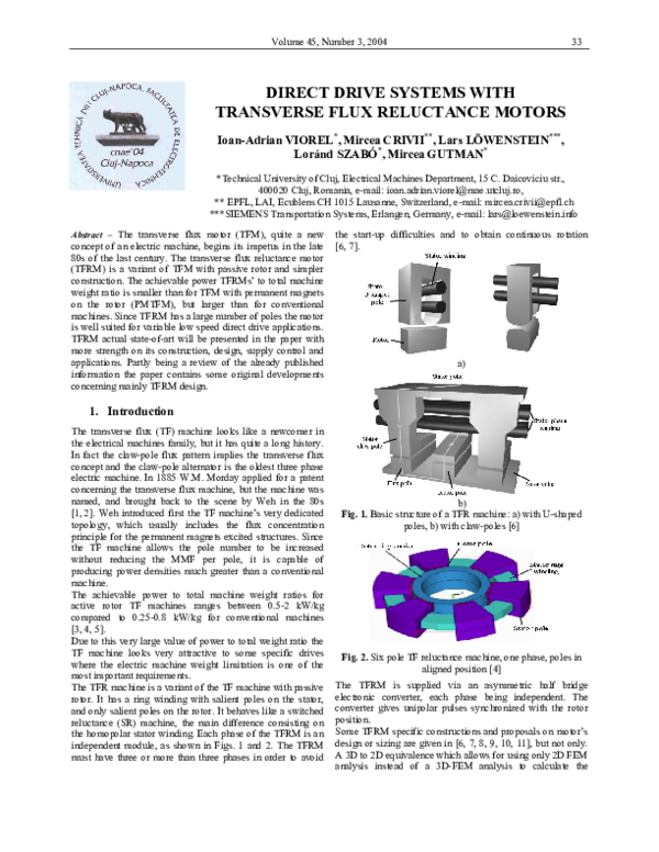 (PDF) Direct Drive Systems with Transverse Flux Reluctance Motors
