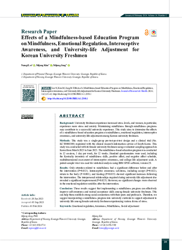 (PDF) Effects of a Mindfulness-based Education Program on Mindfulness ...