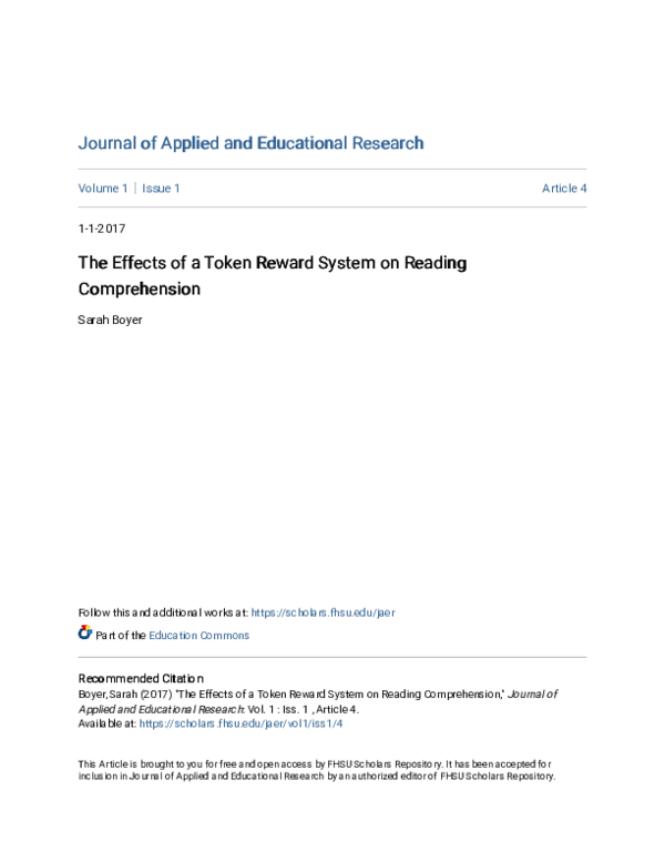 (PDF) The Effects of a Token Reward System on Reading Comprehension
