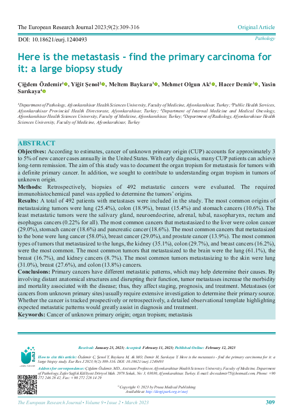 (PDF) Here is the metastasis - find the primary carcinoma for it: a ...