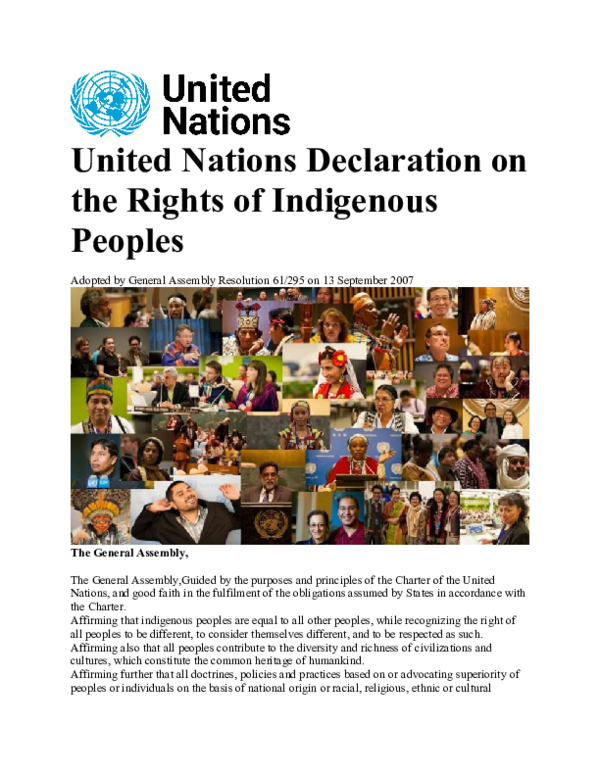 (PDF) United Nations Declaration on the Rights of Indigenous Peoples