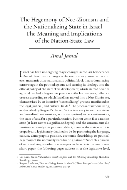 (PDF) The Hegemony of Neo-Zionism and the Nationalizing State in Israel ...